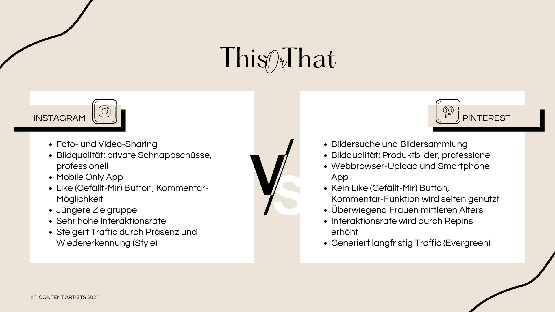 Instagram vs. Pinterest: Ein Vergleich der Giganten - CONTENT ARTISTS